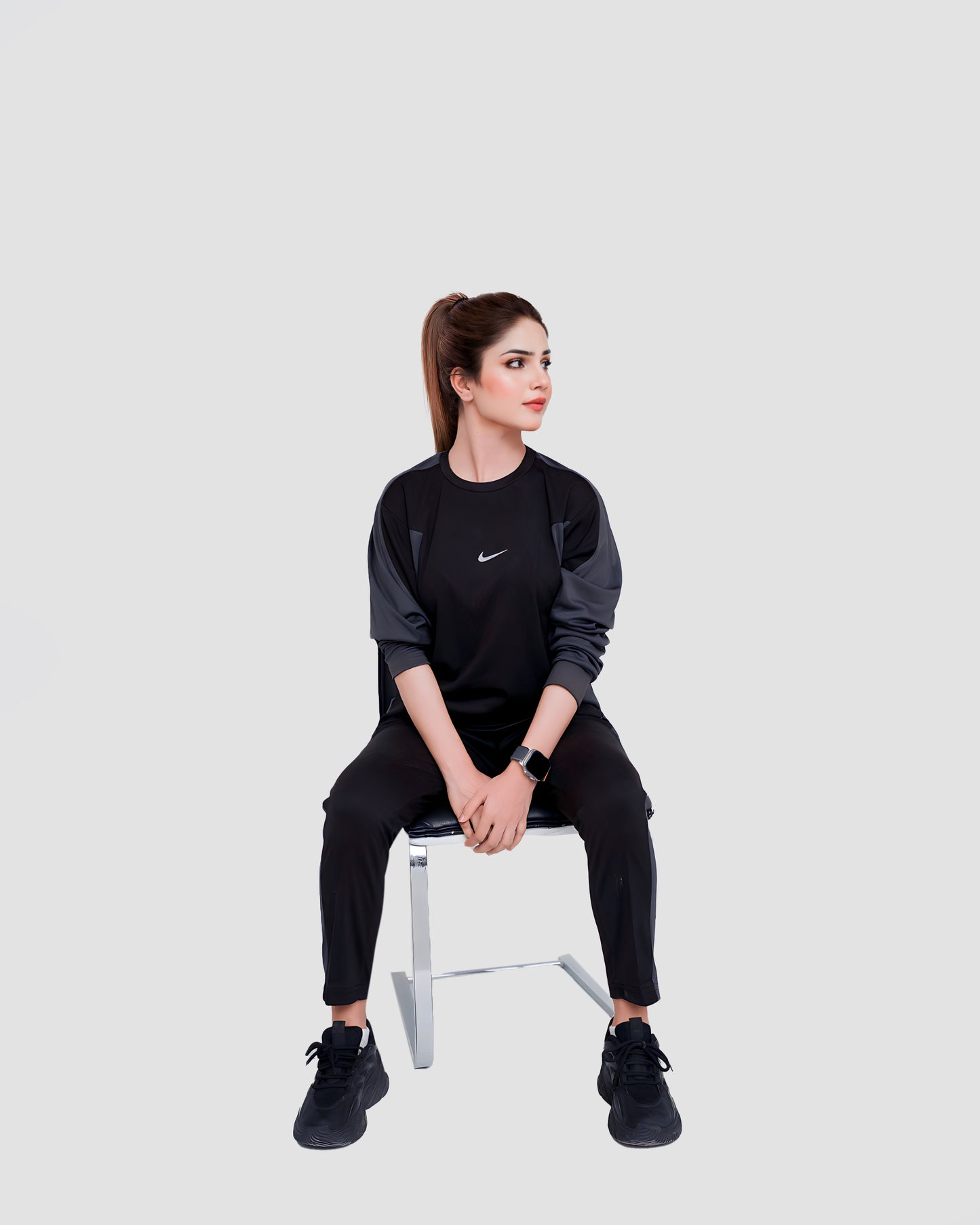 NIK Black & Gray Full Sleeves Dri-Fit Tracksuit - L – KrossFits